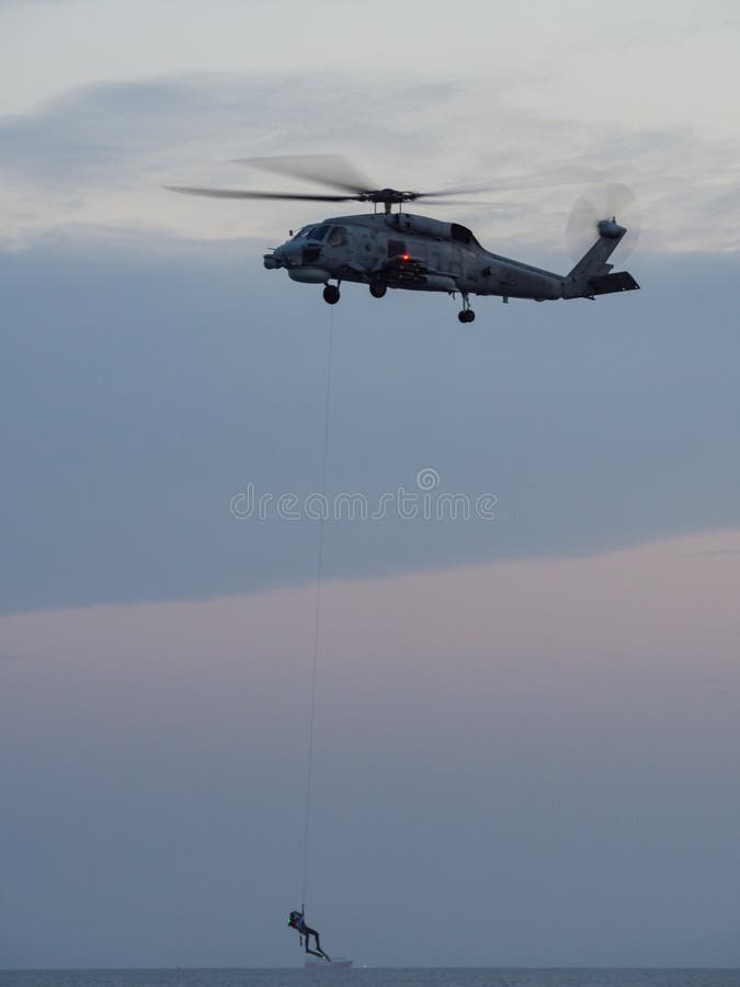 Soldier Rescue Demonstration with a Helicopter Stock Image - Image of ...