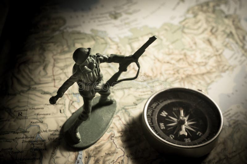 Soldier Toys with Compass on Map Stock Photo - Image of soldier ...