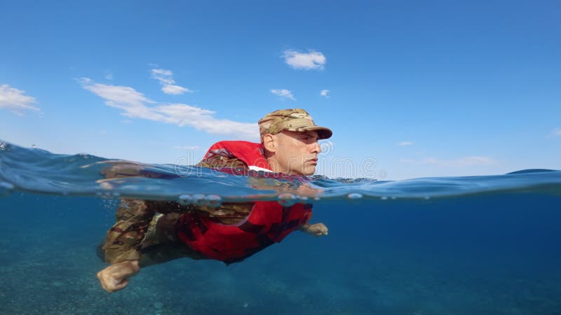 Soldier Swims with Life Jacket Stock Footage - Video of seals, training ...