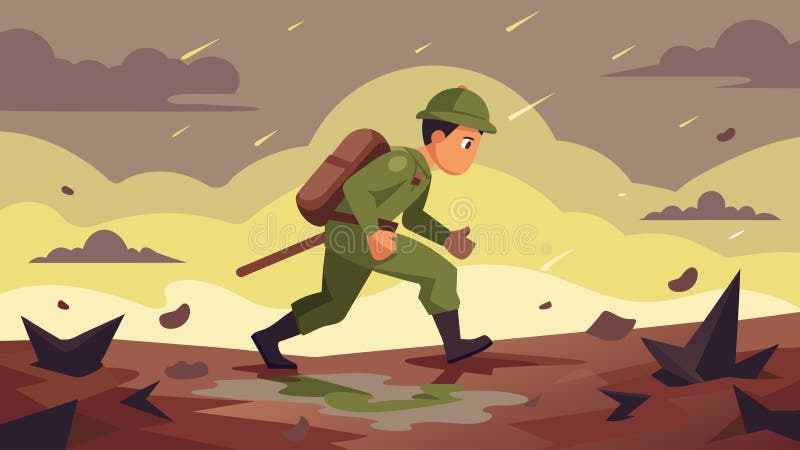 A Soldier Trudging through Mud and Debris Refusing To Give Up in the ...