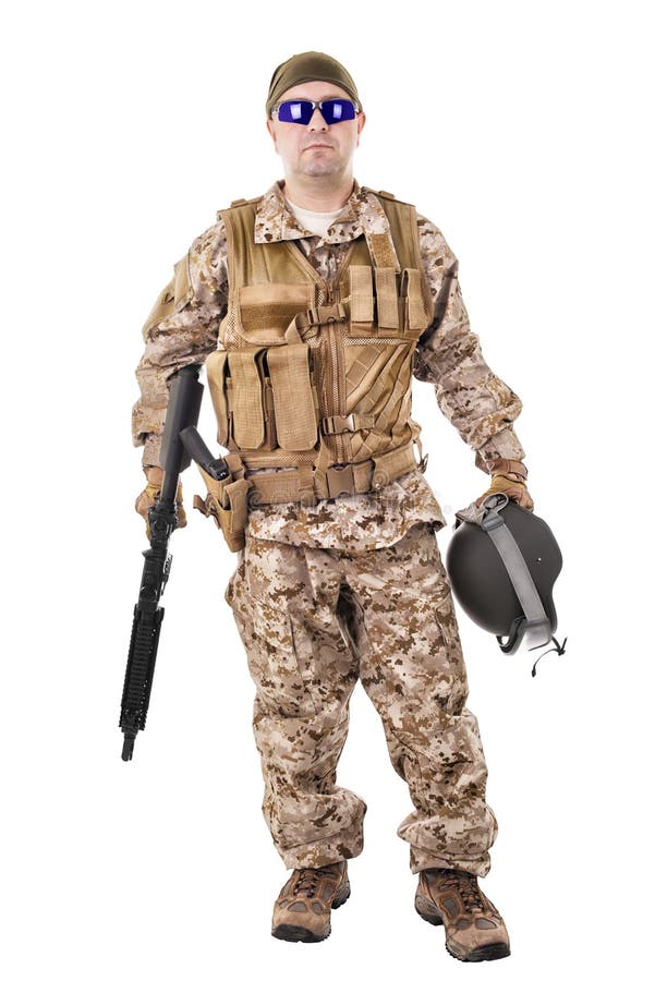 Soldier in Uniform, Ready To Fight Stock Image - Image of helmet, m4a1 ...