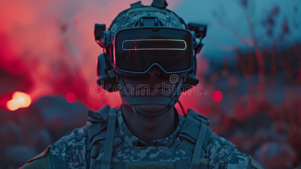 Soldier using vr glasses stock image. Image of glasses - 321968401