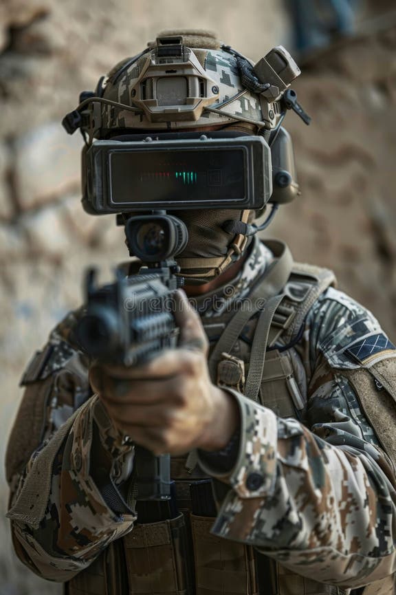 Soldier using vr glasses stock image. Image of futuristic - 321968377