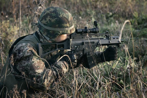Soldier at War in the Swamp Stock Image - Image of armed, rifle: 46463807