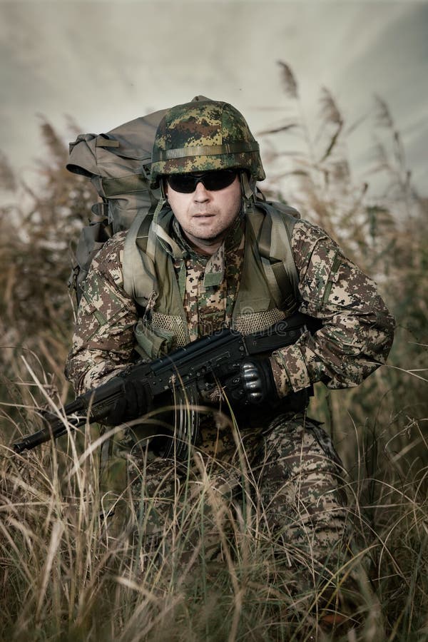Soldier at War in the Swamp Stock Image - Image of weapon, camouflage ...