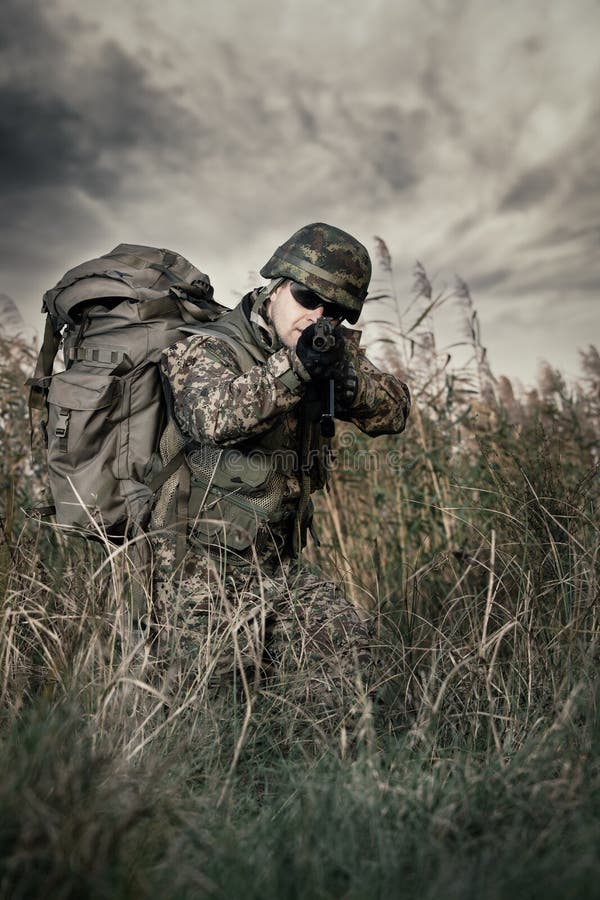 Soldier at War in the Swamp Stock Image - Image of weapon, protection ...