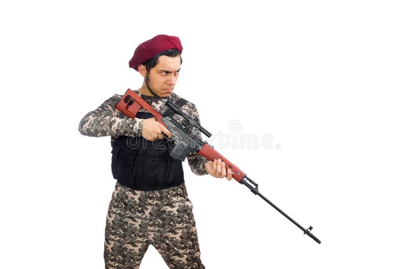 Soldier with a Weapon Isolated on White Stock Image - Image of battle ...