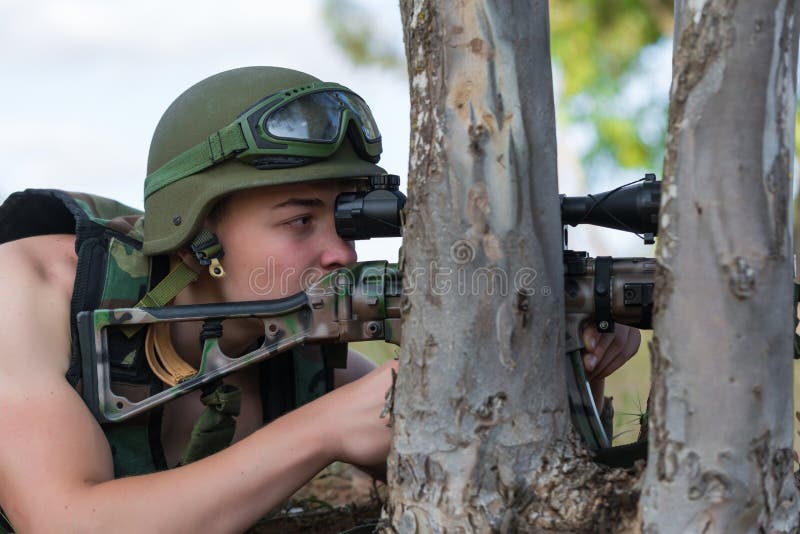 Soldier with weapon stock image. Image of assault, special - 71179953