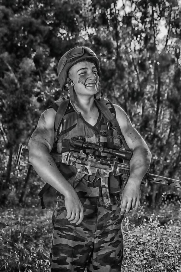 Soldier with weapon stock image. Image of conflict, modern - 71179963