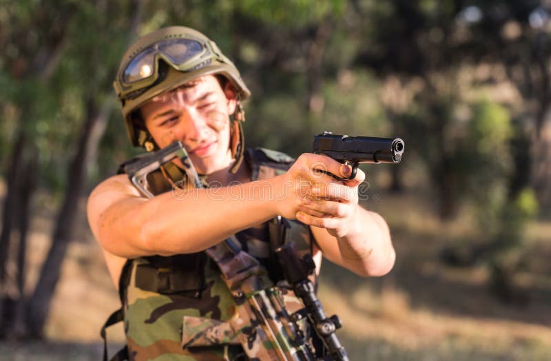 Soldier with weapon stock image. Image of military, warrior - 71180287