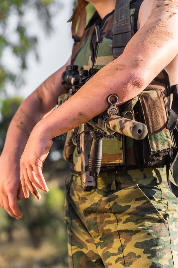 Soldier with weapon stock photo. Image of armor, target - 71180484