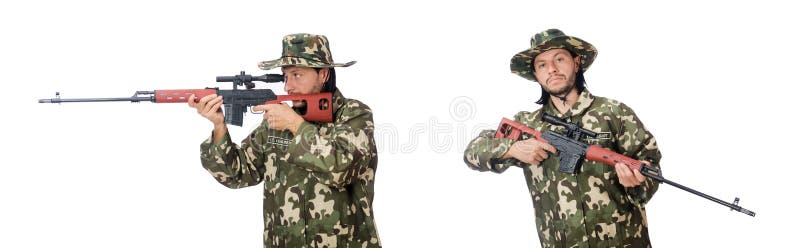 The Soldier with Weapons Isolated on White Stock Photo - Image of army ...
