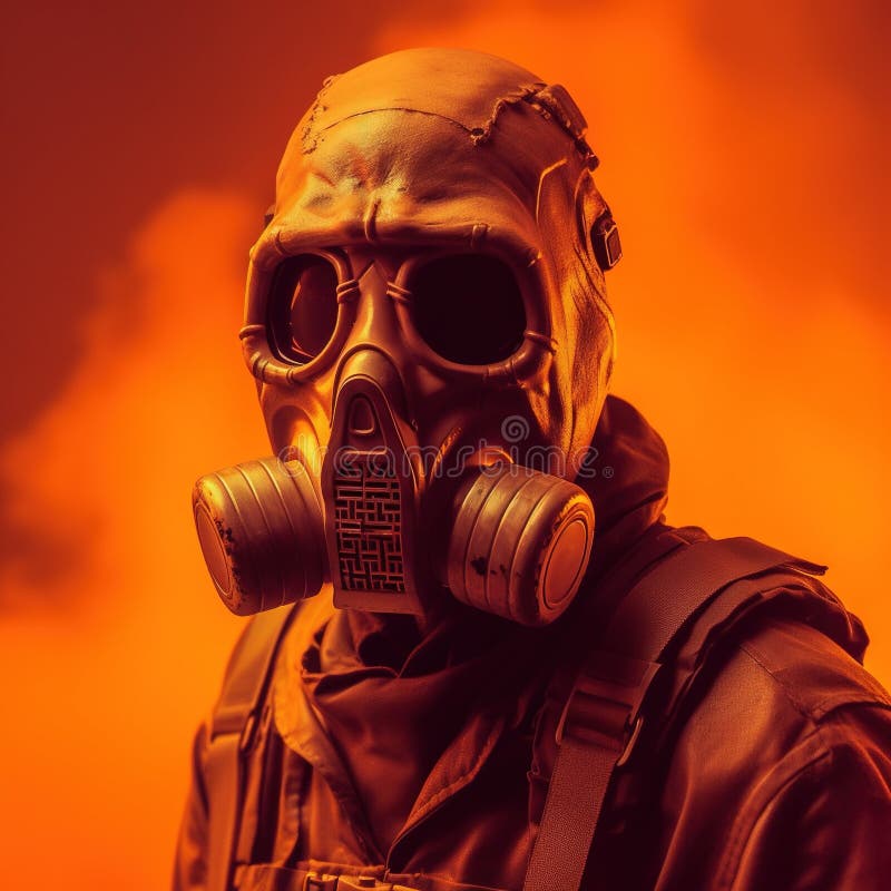 Soldier Wearing a Gas Mask. Generative AI Stock Illustration ...