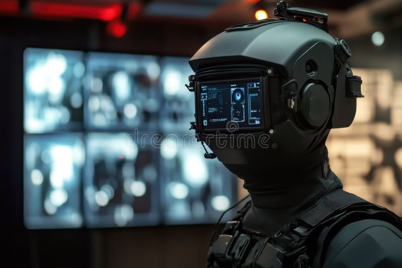 Futuristic Soldier Equipped with Advanced Technology in a High-tech ...