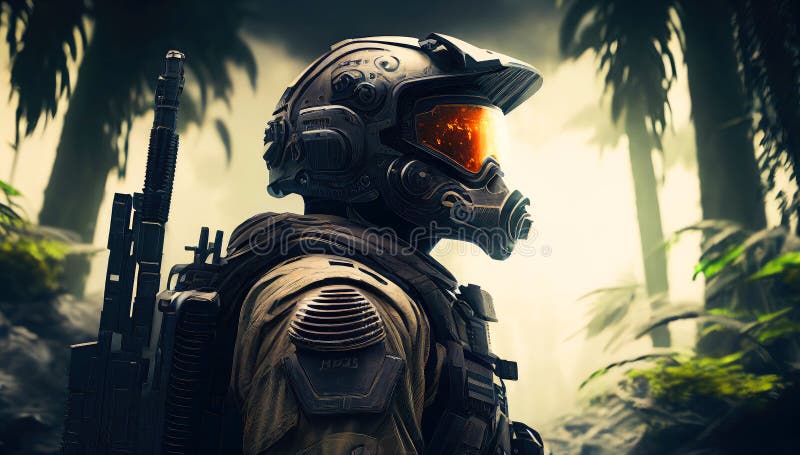 Soldier in the Woods: a High-Tech Warrior Ventures into the Wild. Stock ...