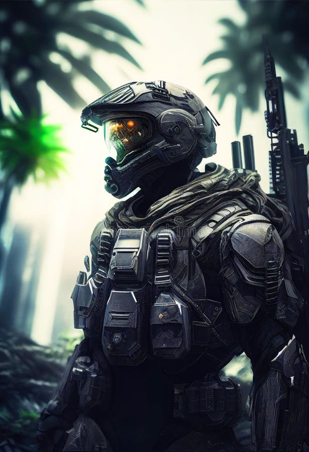 Soldier in the Woods: a High-Tech Warrior Ventures into the Wild. Stock ...