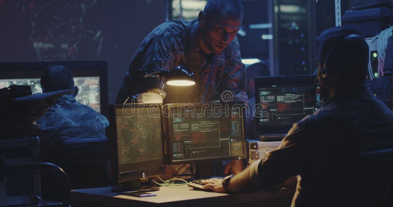 Soldiers Working on Computers Stock Photo - Image of computer, sitting ...