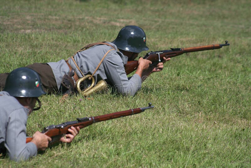 Soldiers in Defence Position X Stock Image - Image of battle, active ...