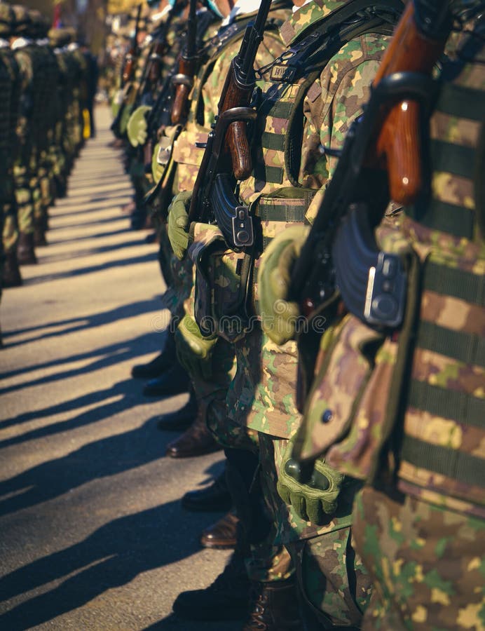 Soldiers in Formation. Photo during the Day. Details. Stock Photo ...