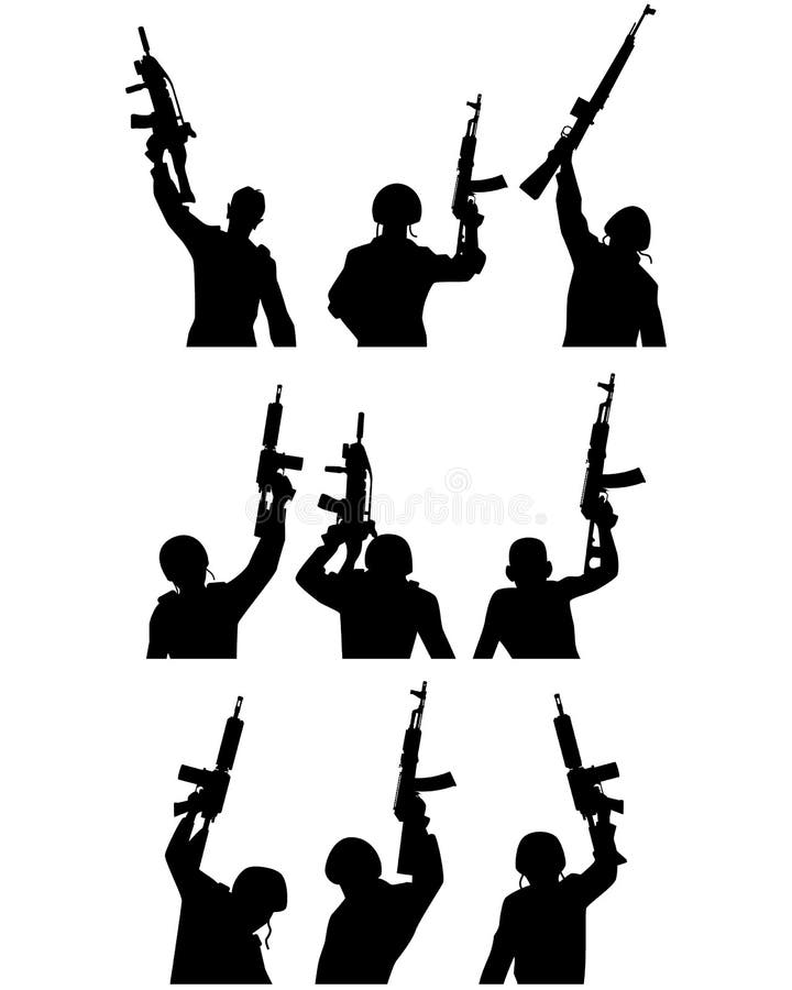 Guns silhouettes stock vector. Illustration of black - 34157386