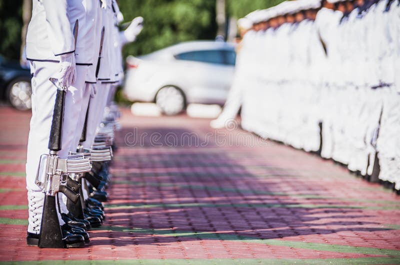 Soldiers in Rifle Rest Position Stock Photo - Image of honor, boots ...