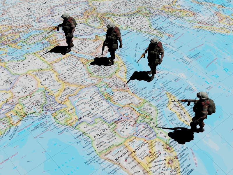 Soldiers on the map. stock illustration. Illustration of march - 70085996