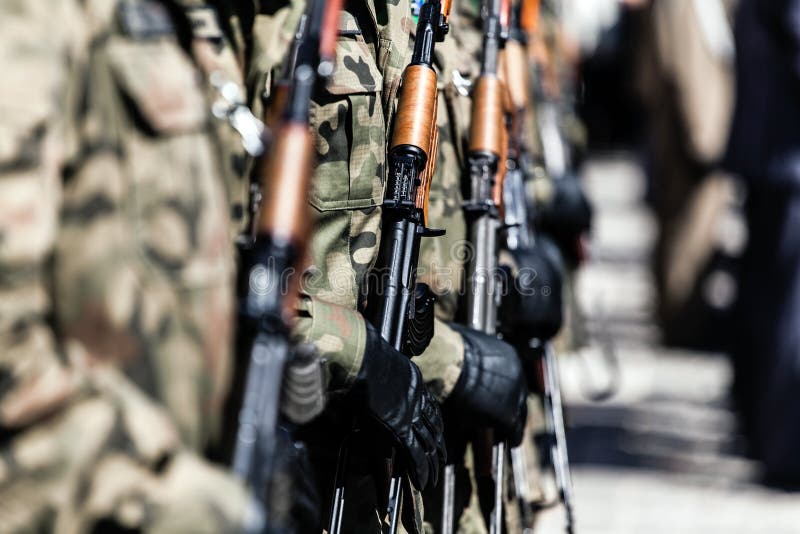 Soldiers March in Formation Stock Image - Image of marine, outdoor ...