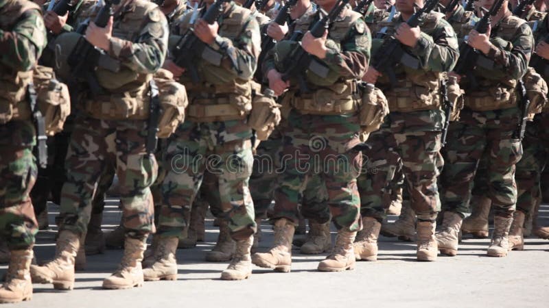 Soldiers Marching on the City Street Stock Video - Video of archival ...