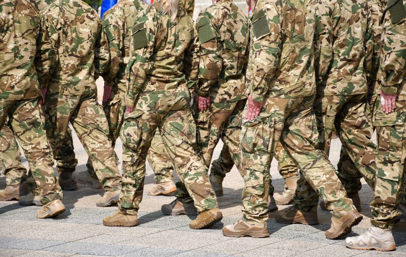 Soldiers Marching on the Street Stock Image - Image of nato, outdoor ...
