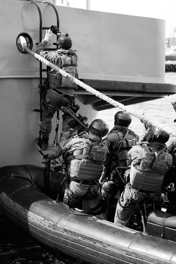 Soldiers Marines ( Sea Commandos ) Boarding a Ship Stock Photo - Image ...
