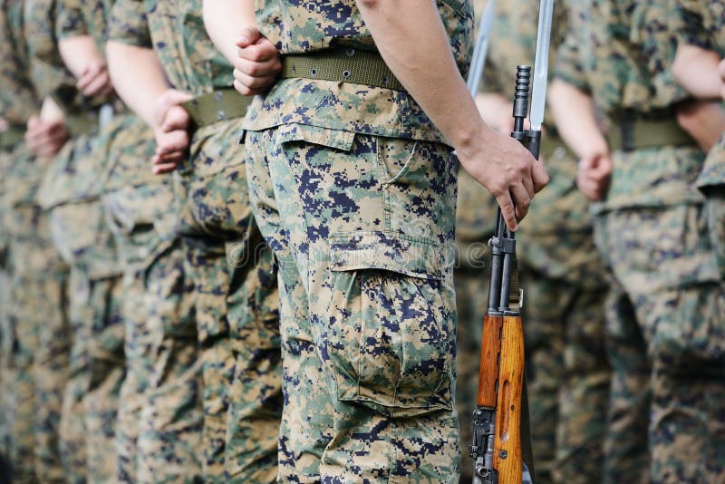Soldiers with Military Camouflage Uniform Stock Image - Image of guard ...