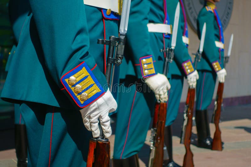 Soldiers in Parade Uniform with Rifles Stock Photo - Image of troops ...