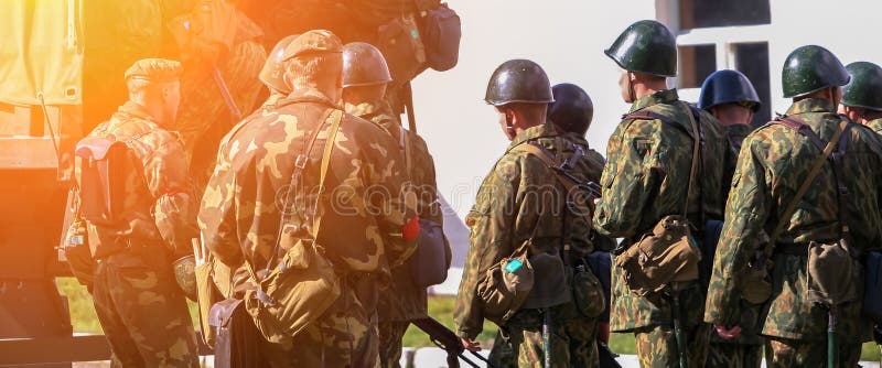Soldiers Prepare for Deployment at a Military Base during Daylight ...