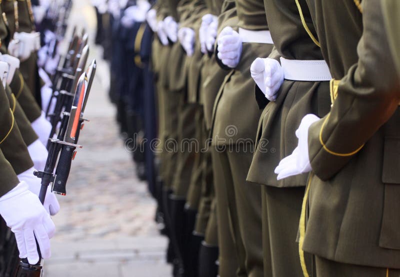 Soldiers in a row. stock image. Image of military, guns - 32516435