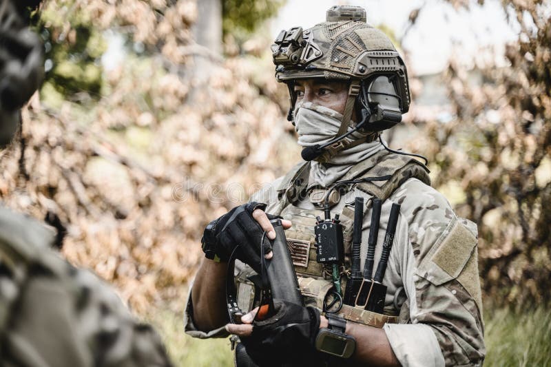 Soldiers Running Forward and Attacking Enemy during Military Operation ...