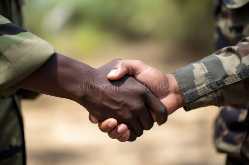 Soldiers Shaking Hands. War Peace and End. Ceasefire and Reconciliation ...