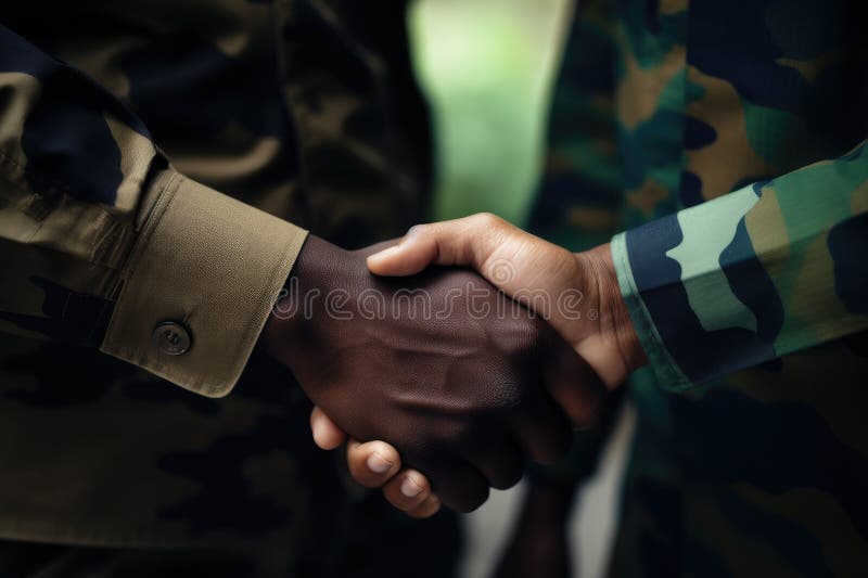 Soldiers Shaking Hands. War Peace and End. Ceasefire and Reconciliation ...