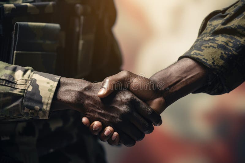 Soldiers Shaking Hands. War Peace and End. Ceasefire and Reconciliation ...