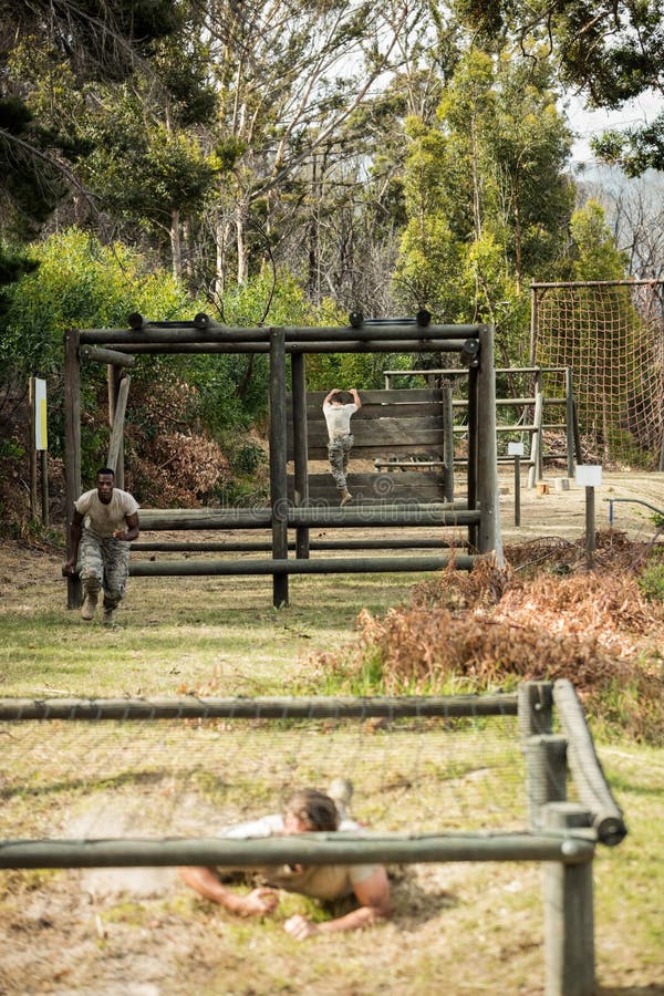 Soldiers Training in Obstacle Course Stock Image - Image of athletic ...