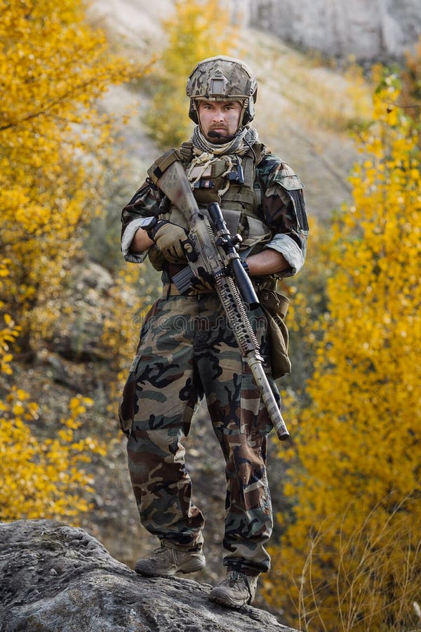 Soldiers in Uniform Standing with Arms Stock Photo - Image of militia ...