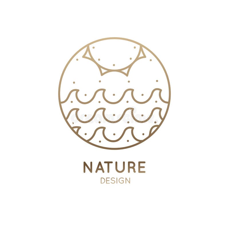 Logo e mare di Sun illustrazione vettoriale. Illustrazione di oceano ...
