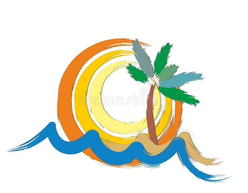 Sole e mare di logo illustrazione vettoriale. Illustrazione di ...
