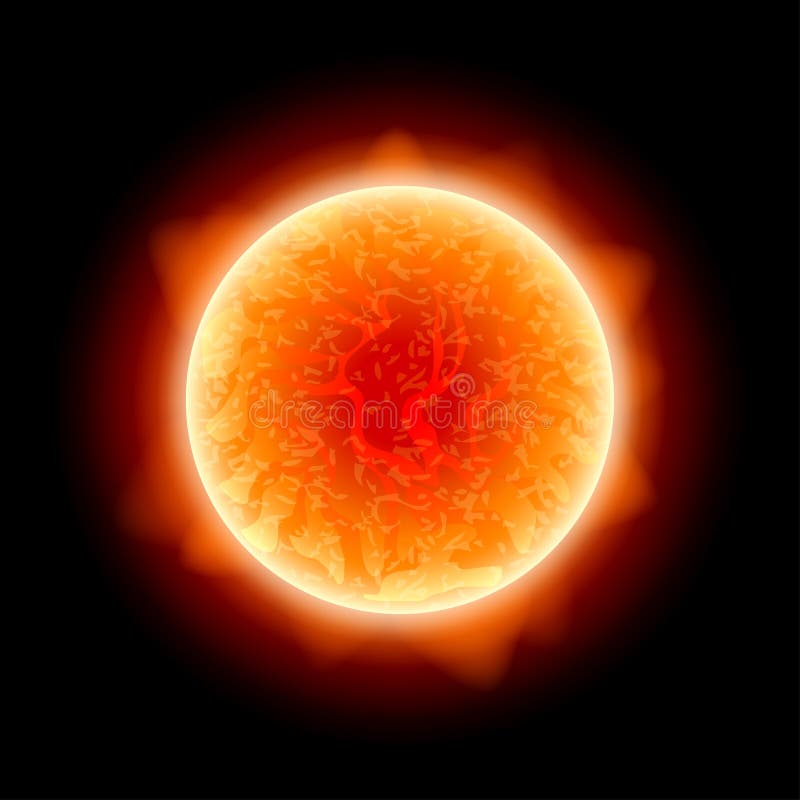 Sole Realistico Sul Vettore Nero Illustrazione Vettoriale ...