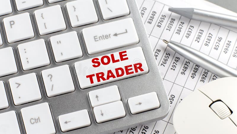 SOLE TRADER Text on a Keyboard Wirh Chart and Pencil Stock Photo ...