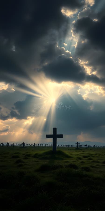 A Battlefield Tribute Under a Sky Illuminated by Rays of Light ...