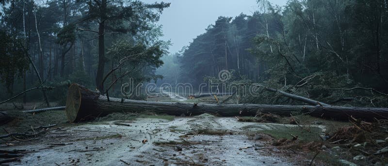 A Solemn Scene Captures the Aftermath of a Storm with Fallen Trees ...