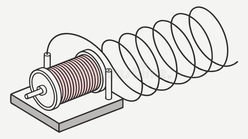 Solenoid or Electromagnetic Coil Wrapped Around a Core, Physics Concept ...