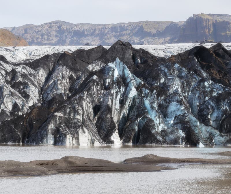 Solheimajokull-Gletscher in Island Stockbild - Bild von asche, wandern ...