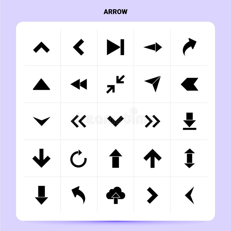 Solid 25 Arrow Icon Set. Vector Glyph Style Design Black Icons Set ...
