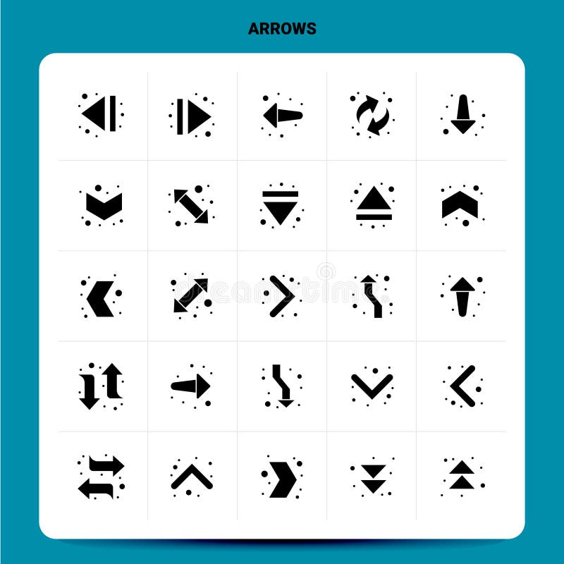 Solid 25 Arrows Icon Set. Vector Glyph Style Design Black Icons Set ...